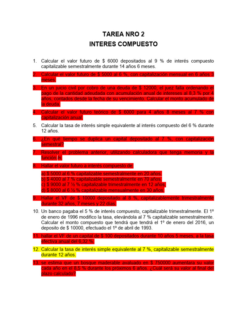 Tarea Nro. 2 Interes Compuesto | PDF | Interés compuesto | Interés