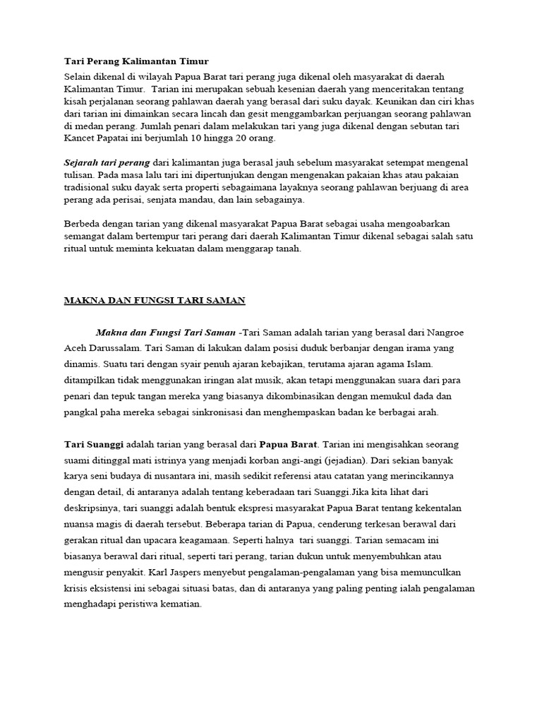 Tari Perang Kalimantan Timur | PDF