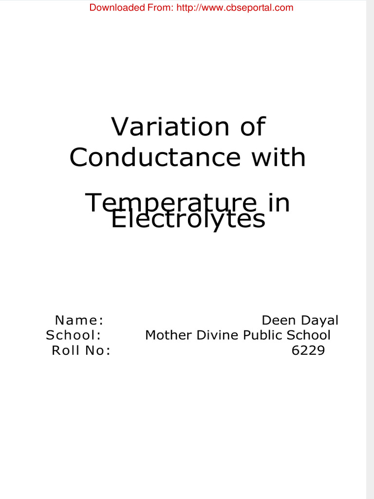 Dokumen - Tips - Cbse Xii Chemistry Project Variation of Conductance ...