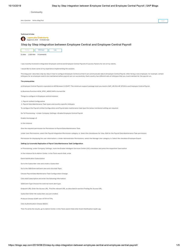 Step by Step Integration Between Employee Central and Employee Central ...