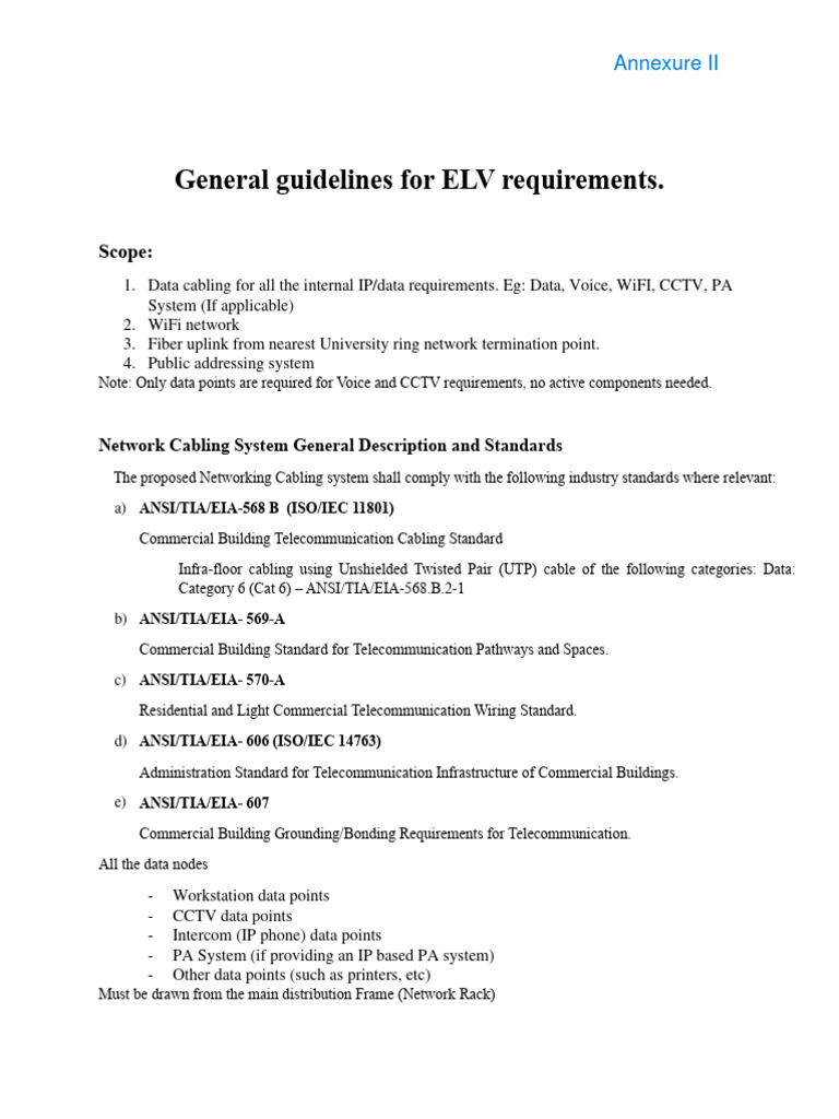 Annexure II - General Guidelines For ELV Requirements | PDF | Home ...