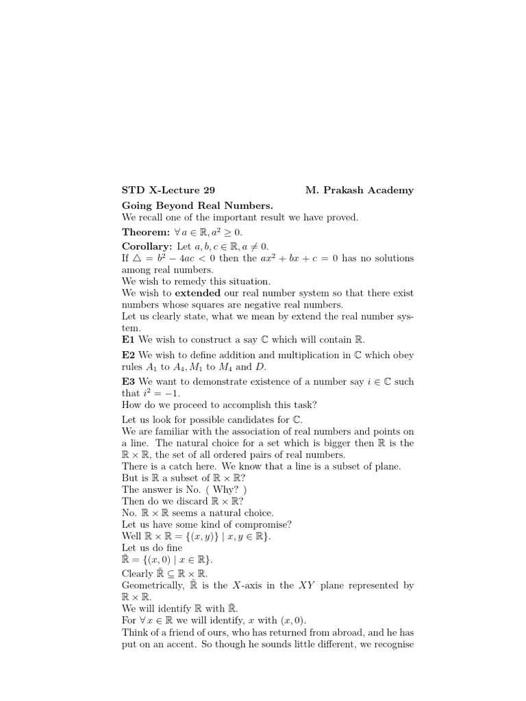 Complex Numbers Lecture Notes | PDF | Mathematics | Elementary Mathematics