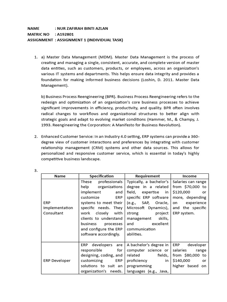 Master Data Management and ERP Roles | PDF | Enterprise Resource ...