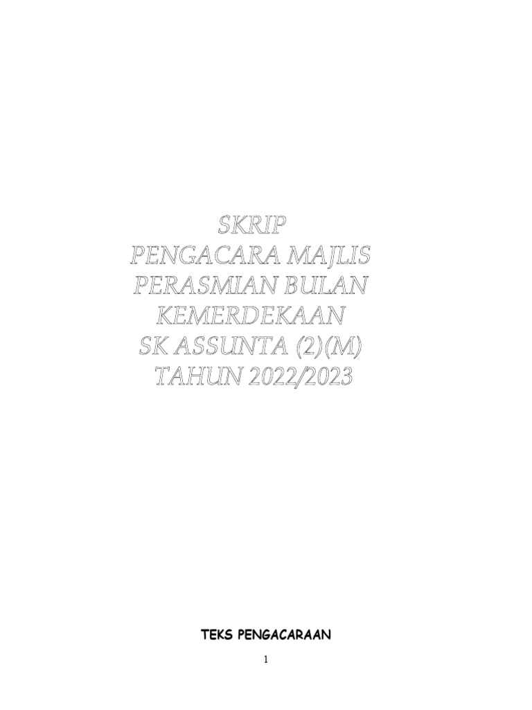Skrip Emcee Perasmian Bulan Kebangsaan | PDF