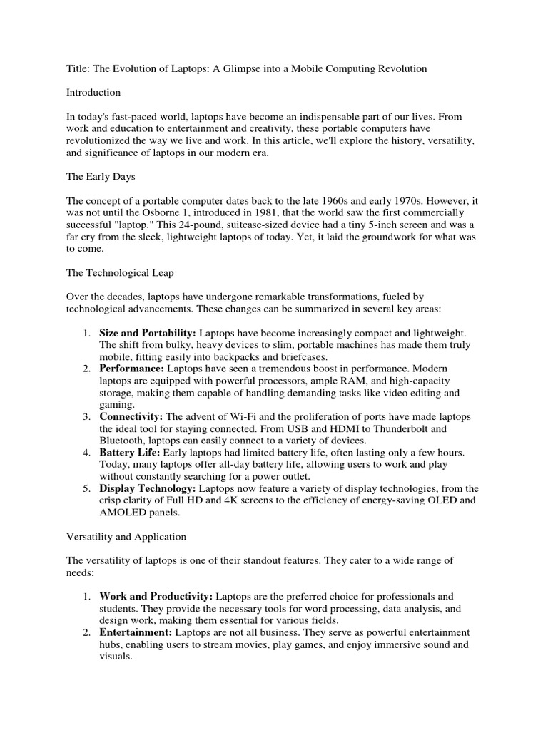 A Glimpse Into A Mobile Computing Revolution | PDF | Laptop ...