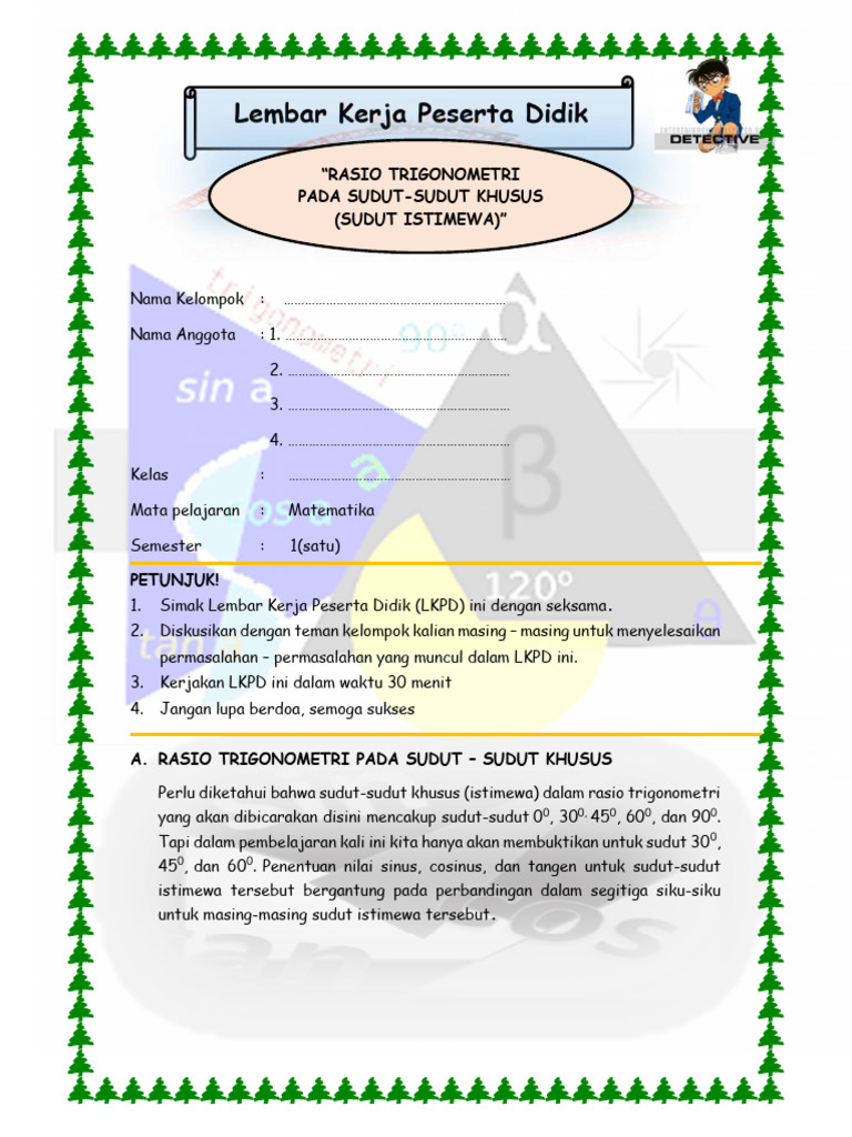 LKPD Rasio Trigonometri | PDF