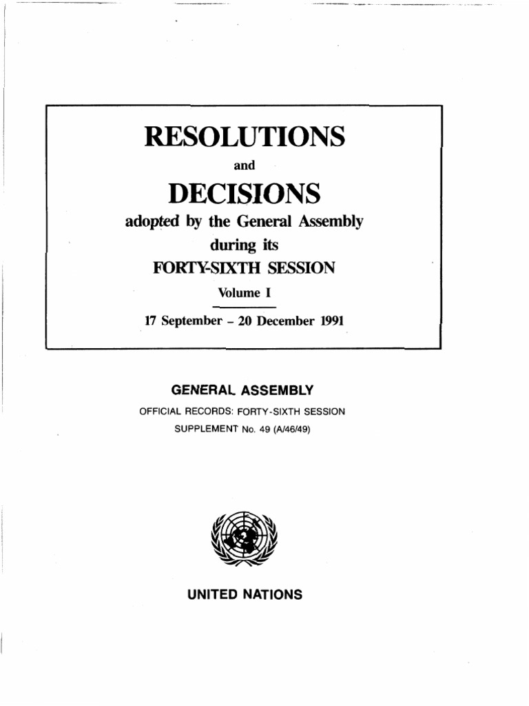 Resolutions Decisions: by The General Assembly During Its | PDF ...