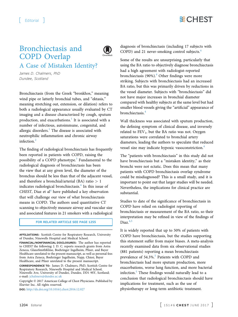 Bronchiectasis and COPD Overlap - Chest | PDF