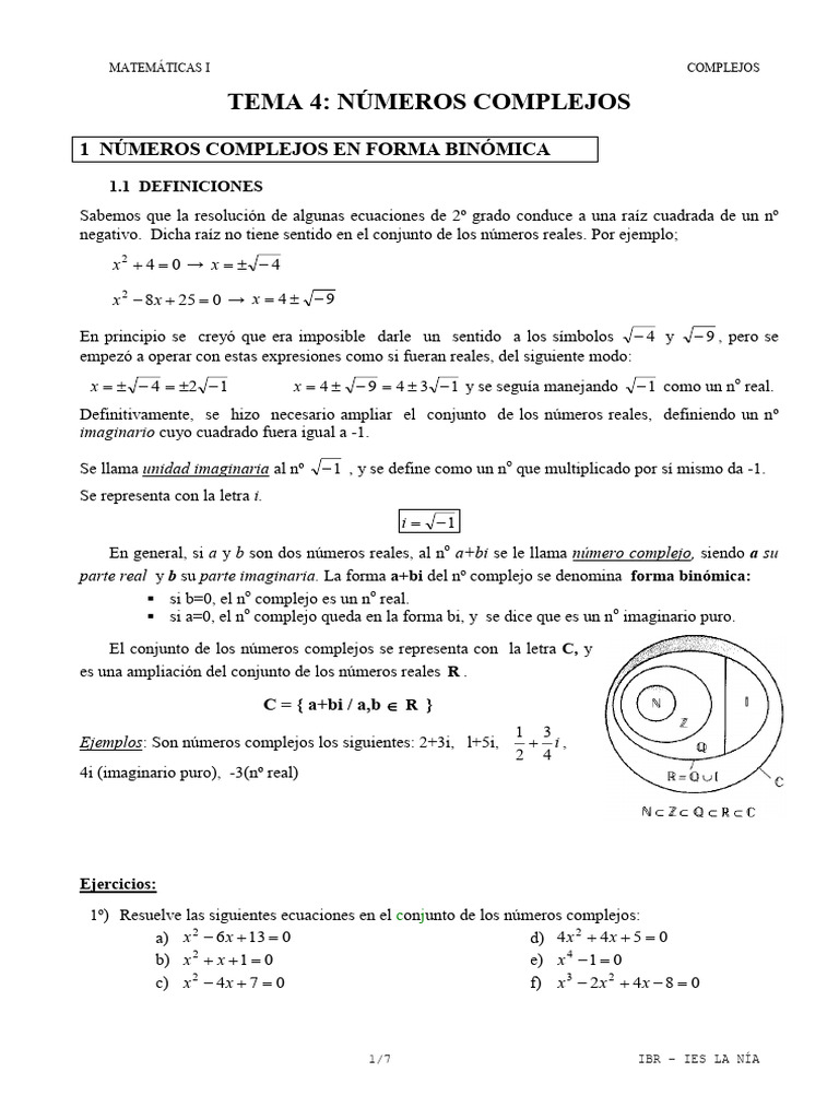 Formas Polar y Binc3b3mica de Un Nc3bamero Complejo | PDF | Número complejo | Sistema de ...