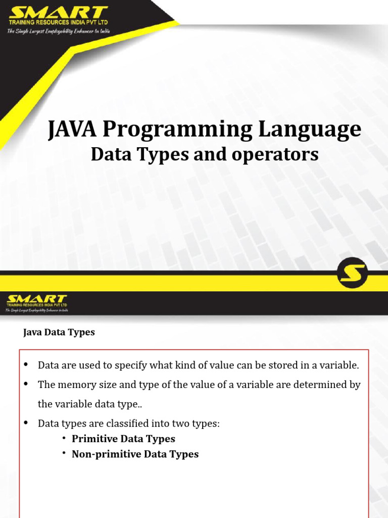 3.JavaIdentifiers, Data Types, Operators | PDF | Data Type | Boolean ... 3.JavaIdentifiers, Data Types, Operators | PDF | Data Type | Boolean ...