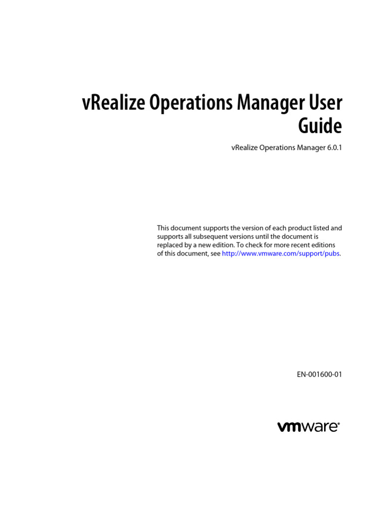 Vrealize Operations Manager User Guide | PDF | Troubleshooting | Virtual Machine