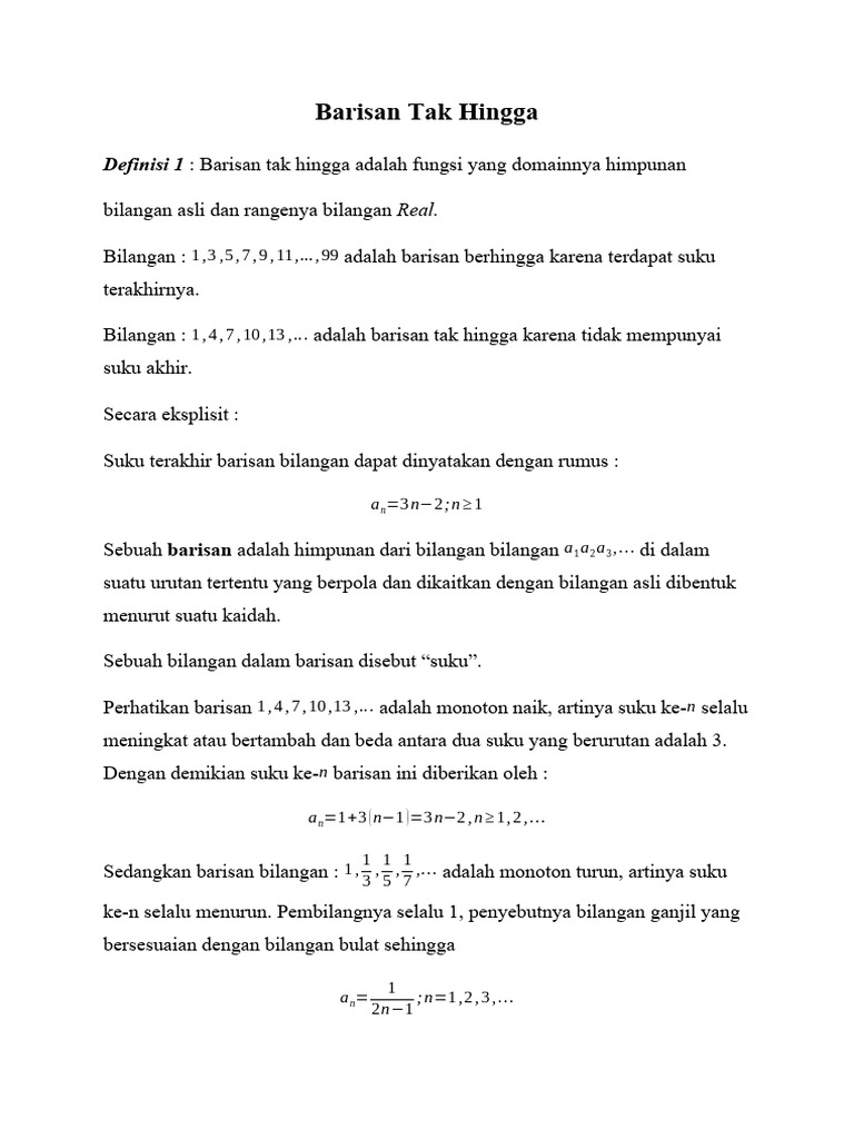 Pert 5 - Barisan Deret Tak Hingga | PDF | Metode & Bahan Ajar