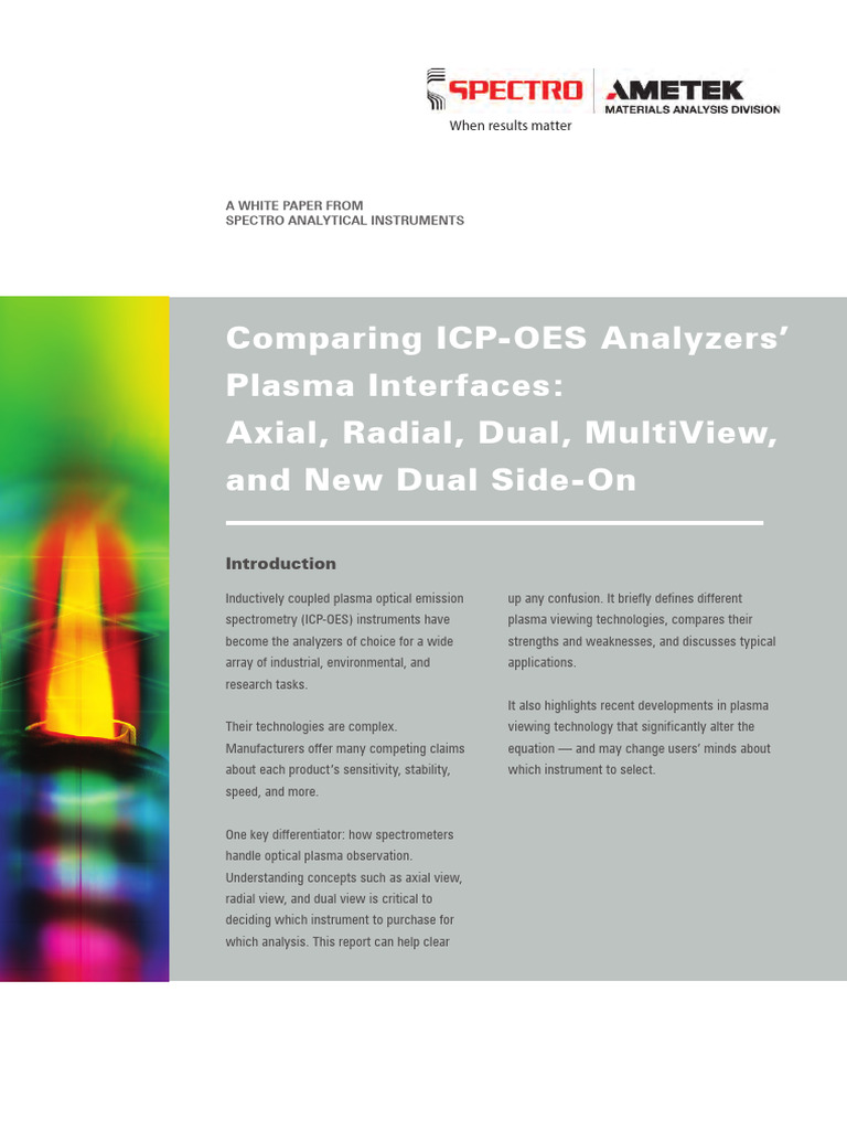 Comparing Icp-Oes Analyzers' Plasma Interfaces: Axial, Radial, Dual ...