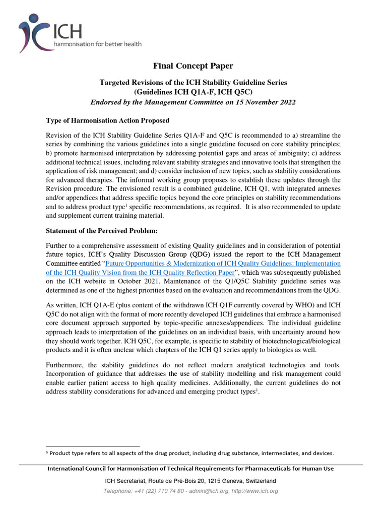 ICH Q1Q5C ConceptPaper Final 2022 1114 | PDF
