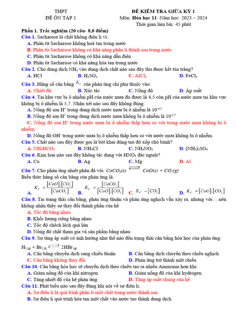 Kiem Tra 1 Tiet | PDF