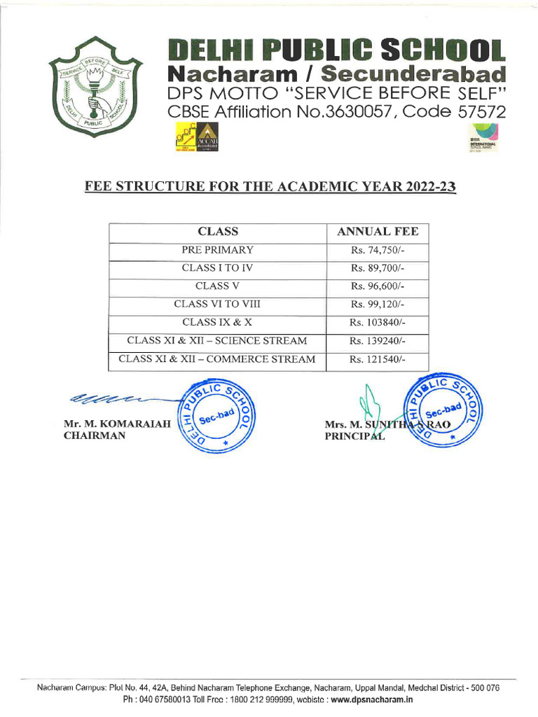 Fee Structure 2022-23 | PDF