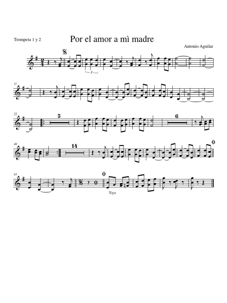 Por El Amor A Mi Madre - Antonio Aguilar - Trompetas | PDF