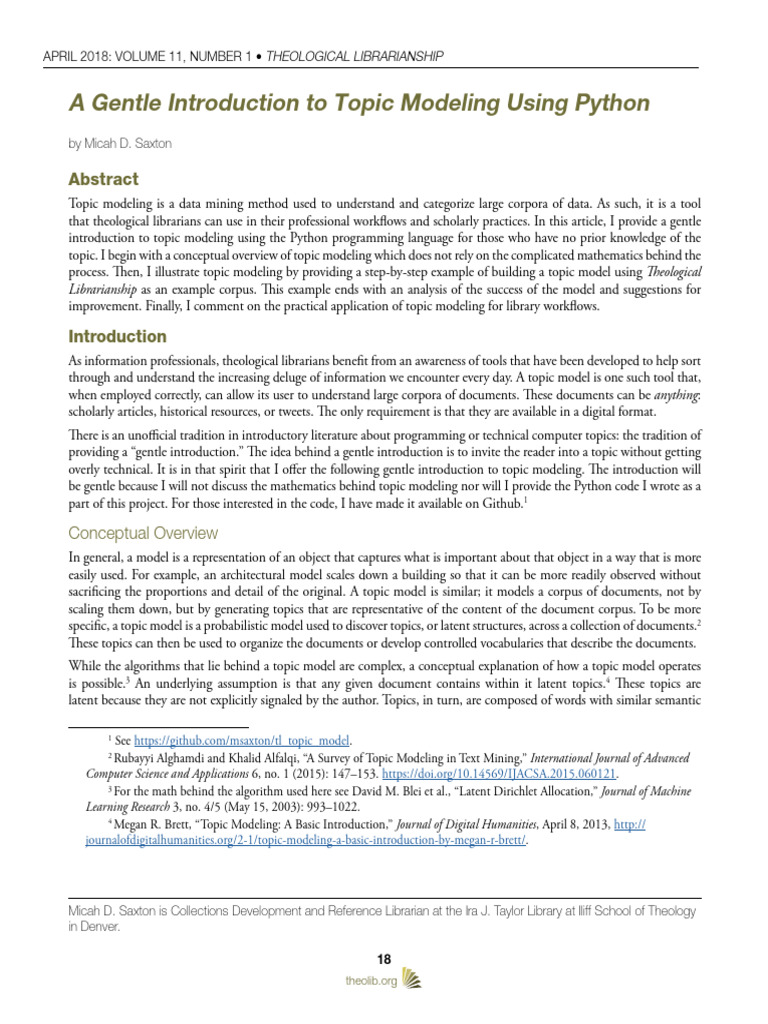 A Gentle Introduction To Topic Modeling Using Pyth | PDF