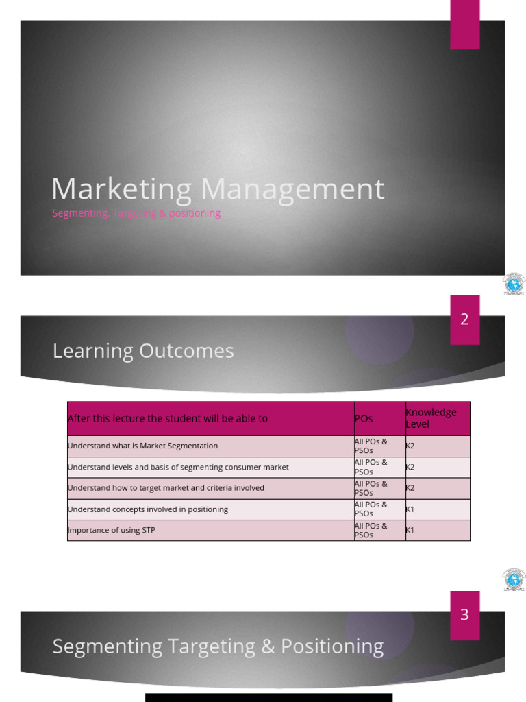 Marketing Management: Segmenting, Targeting & Positioning | PDF