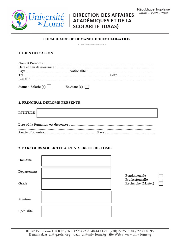 Demande d'Homologation de Diplôme | PDF | Diplôme académique ...