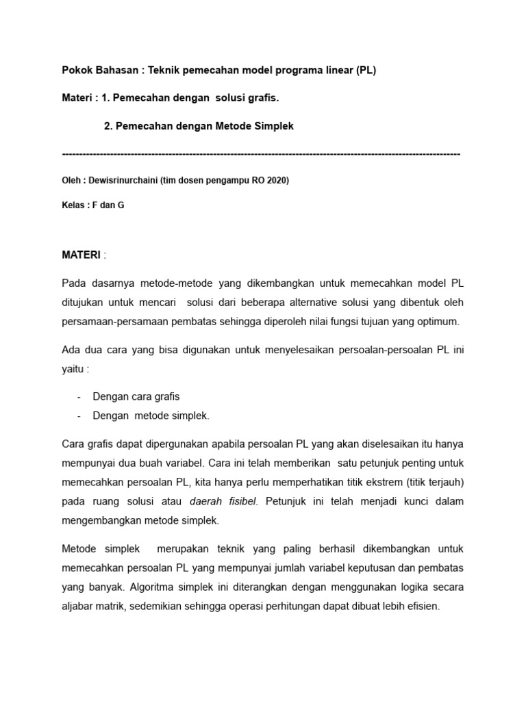 3.teknik Pemecahan LP Dengan Solusi Grafis | PDF