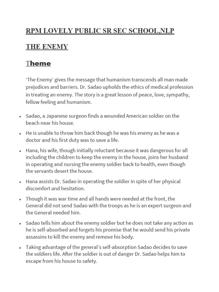 The Enemy Class XII 20230901211217961 | PDF