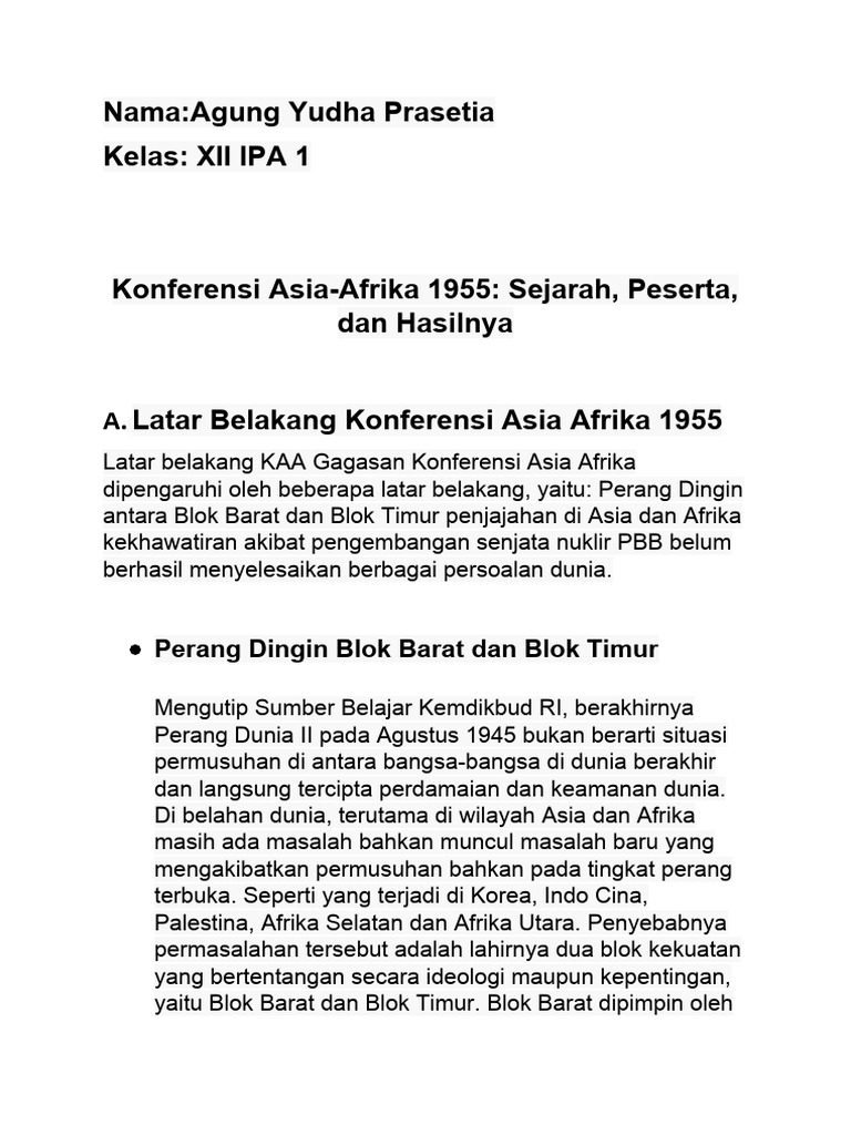 Nama:Agung Yudha Prasetia Kelas: XII IPA 1: Perang Dingin Blok Barat ...