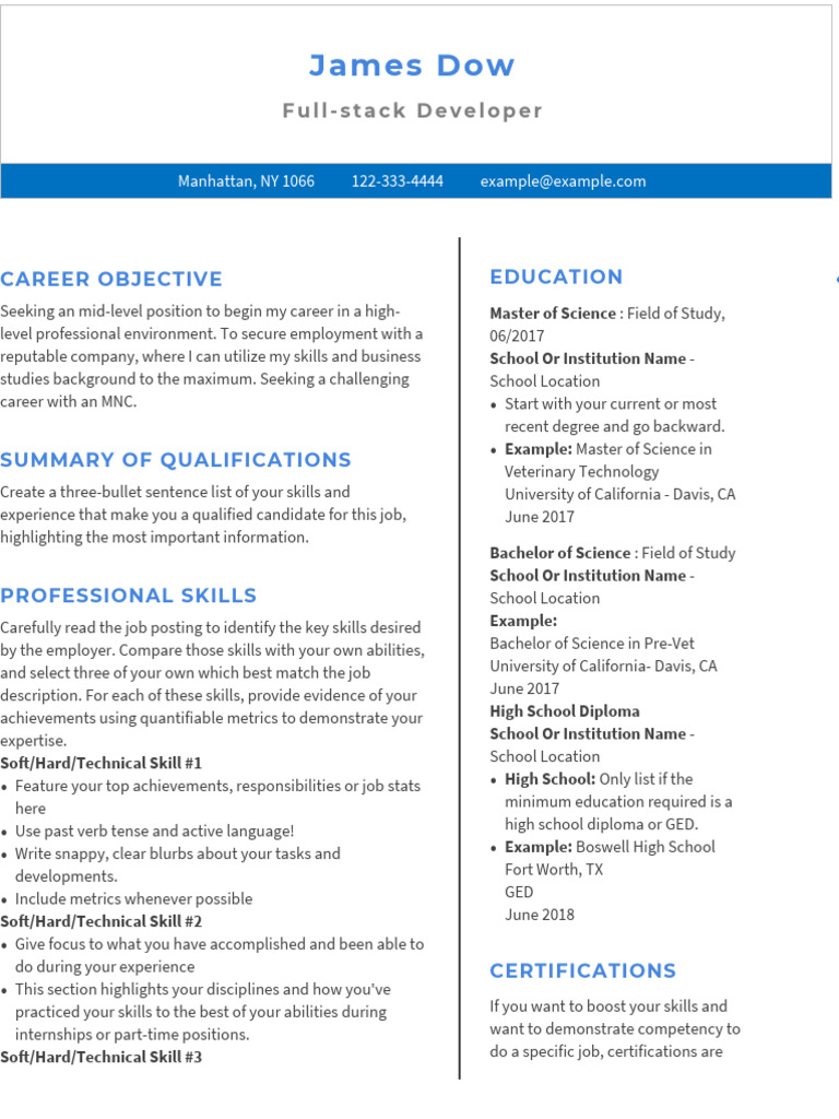Free Resume Template 2 | PDF