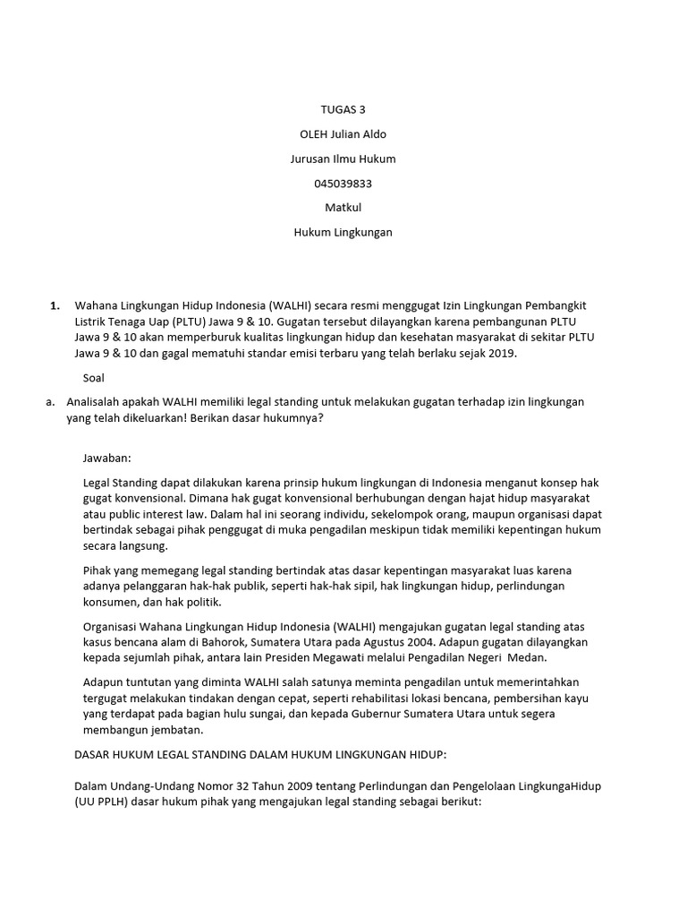 TUGAS 3 Hukum Lingkungan | PDF