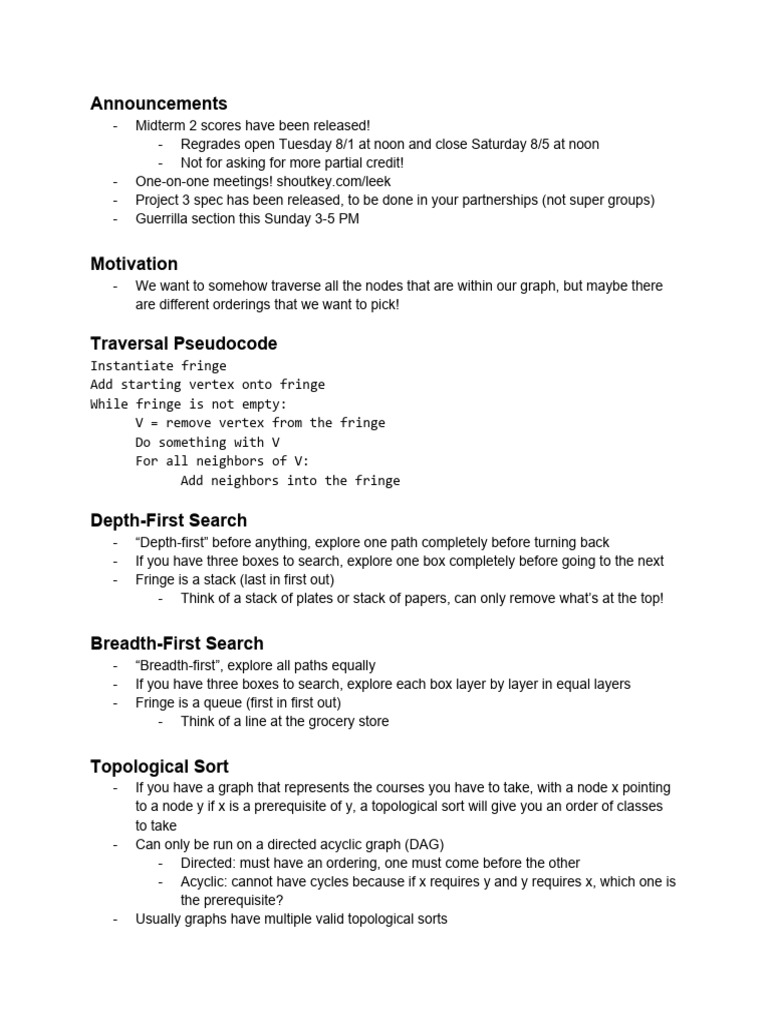 Lab 20 - Graph Traversals | PDF | Computer Programming | Algorithms Lab 20 - Graph Traversals | PDF | Computer Programming | Algorithms