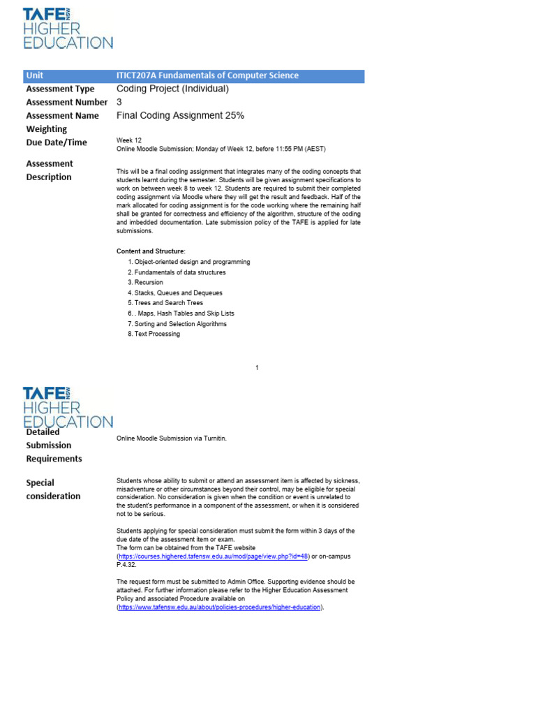 Assessment Brief A3 - Final Coding Assignment | PDF Assessment Brief A3 - Final Coding Assignment | PDF