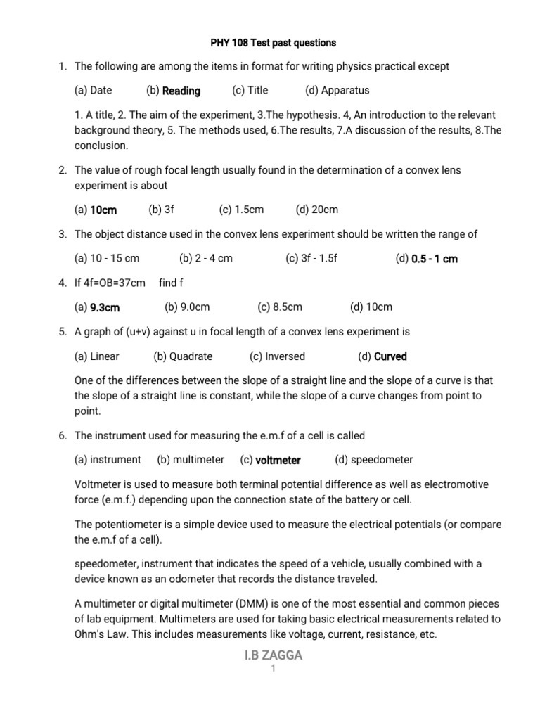 Phy 108 Gen (L.V.C) - 1 | PDF