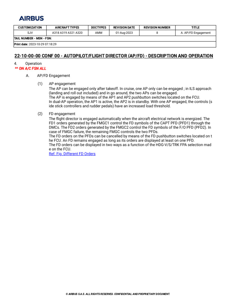 SJV - A318 - A319 - A320 - A321 - AMM - 01-Aug-2023 - A. AP - FD Engagement | PDF | Airliner ...