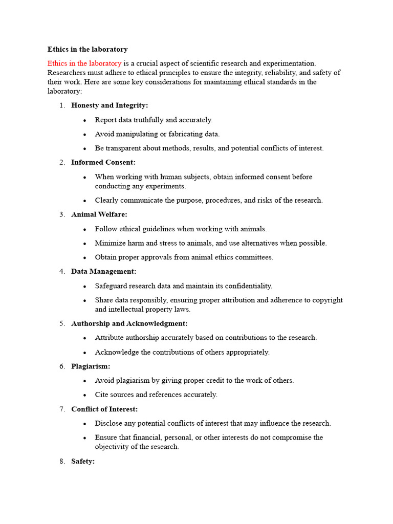 Ethics and Laboratory Instrumentation | PDF
