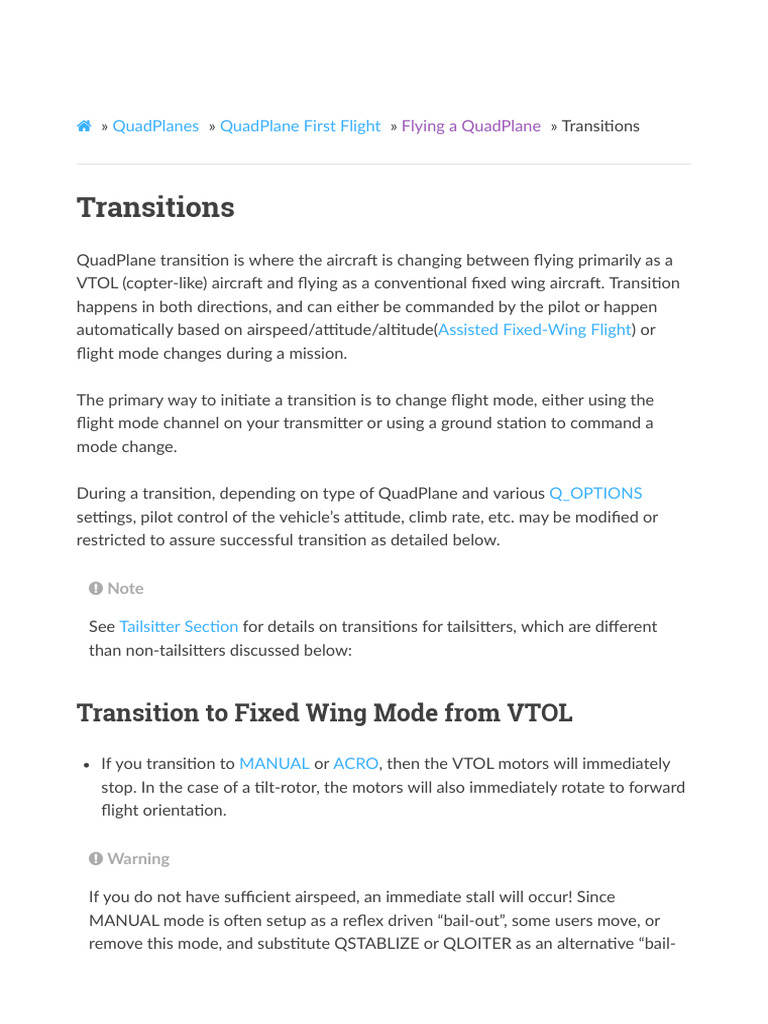 QuadPlane Transition Techniques Explained | PDF | Aviation | Aircraft ...
