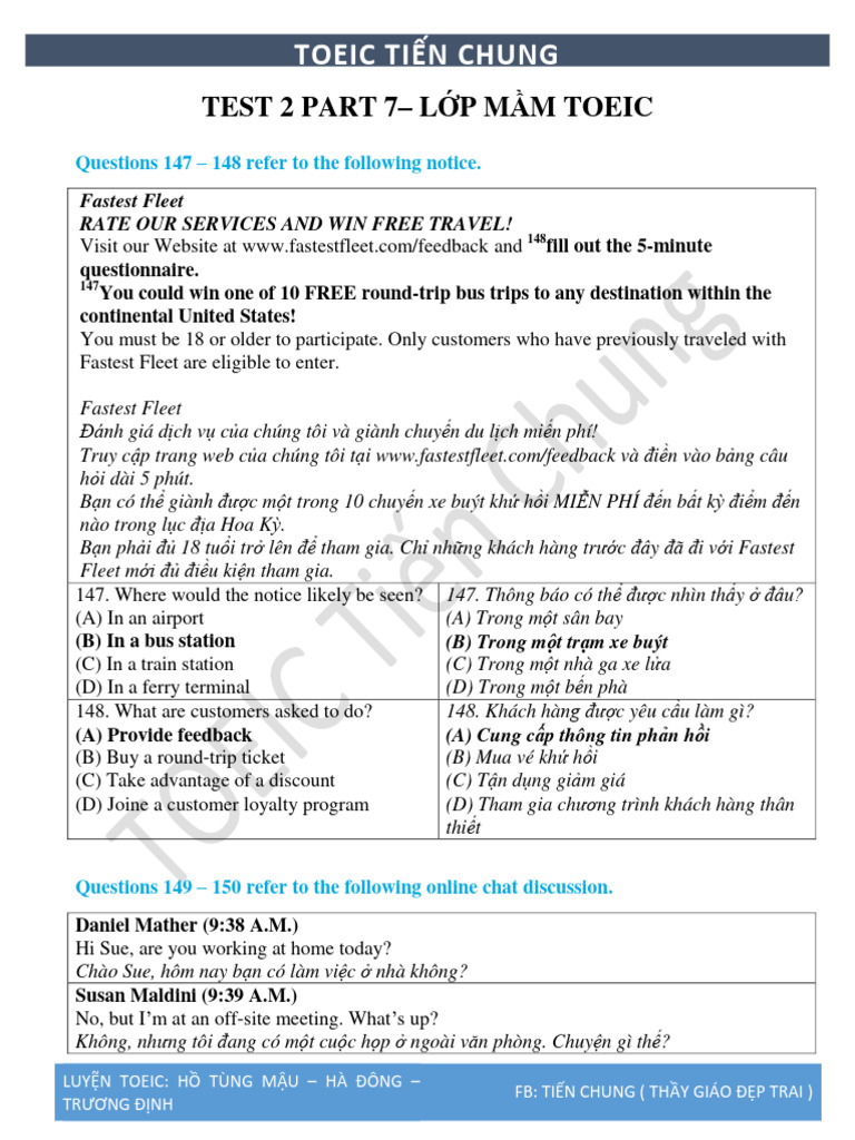 Giải đề TEST 2 Part 7 | PDF