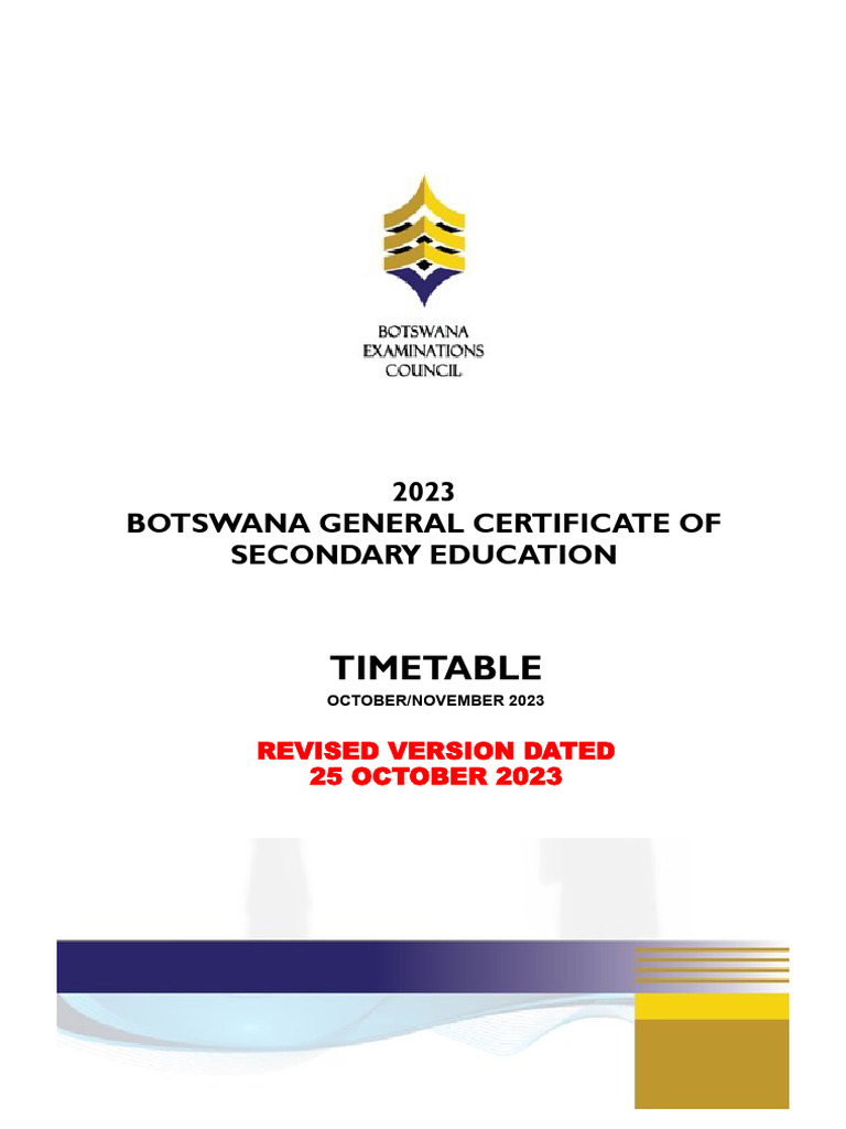 2023 Bgcse Timetable - Revised Version - 25.10.2023 Final - 01.11.2023 ...