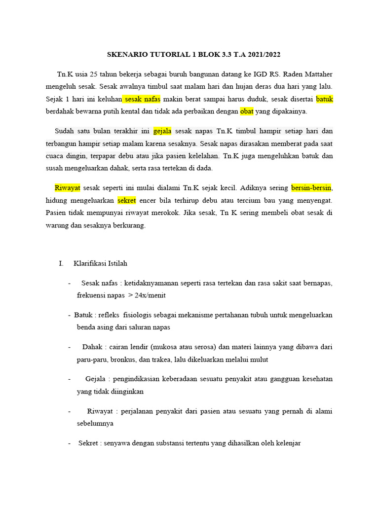 Skenario Tutorial 1 Blok 3 | PDF | Kesehatan Holistik