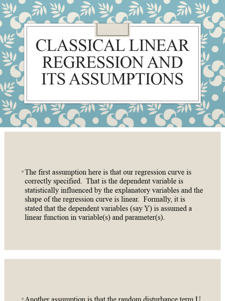Classical Linear Regression and Its Assumptions | PDF | Ordinary Least ... Classical Linear Regression and Its Assumptions | PDF | Ordinary Least ...