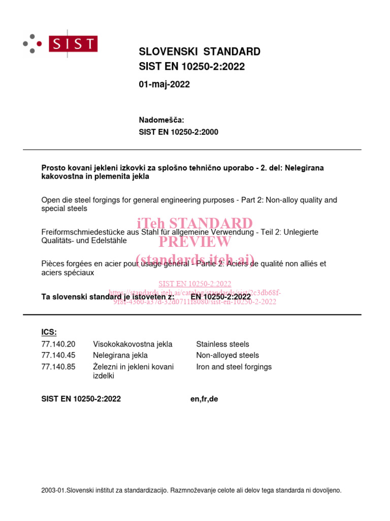 Sist en 10250 2 2022 | PDF | Heat Treating | Steel