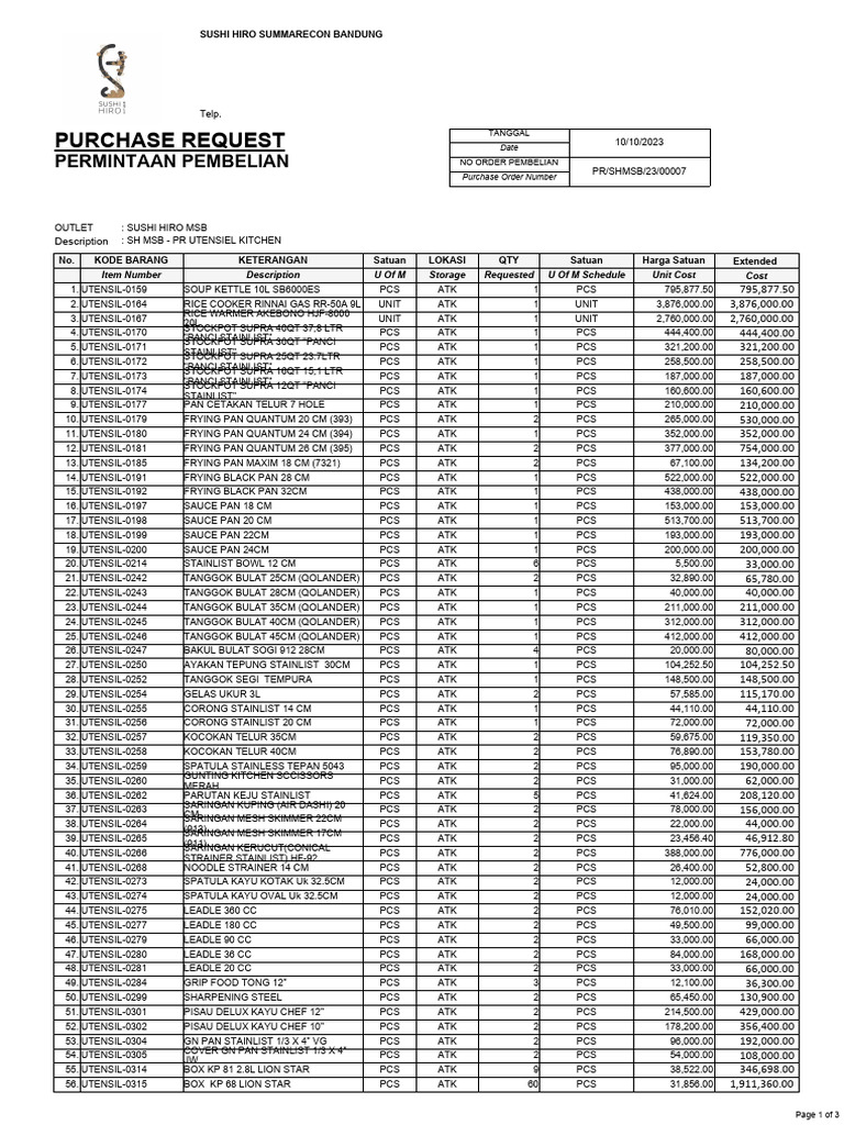 HRG PurchaseRequest WithCost | PDF