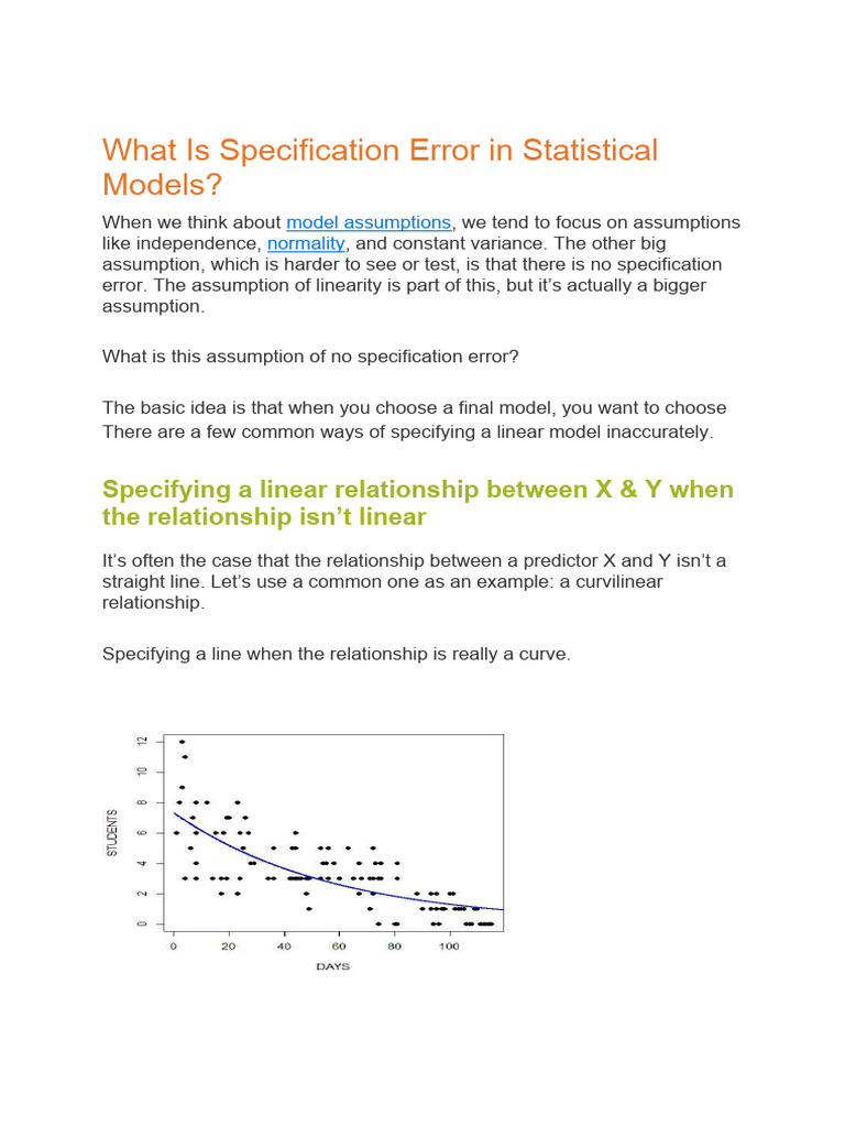 Specification Error OR Misspecification in Statistical Models | PDF | Career & Growth