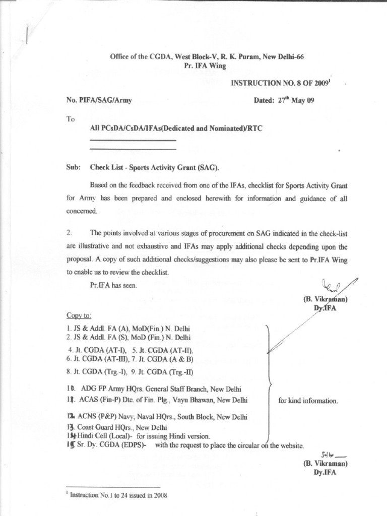 Check List of SAG | PDF