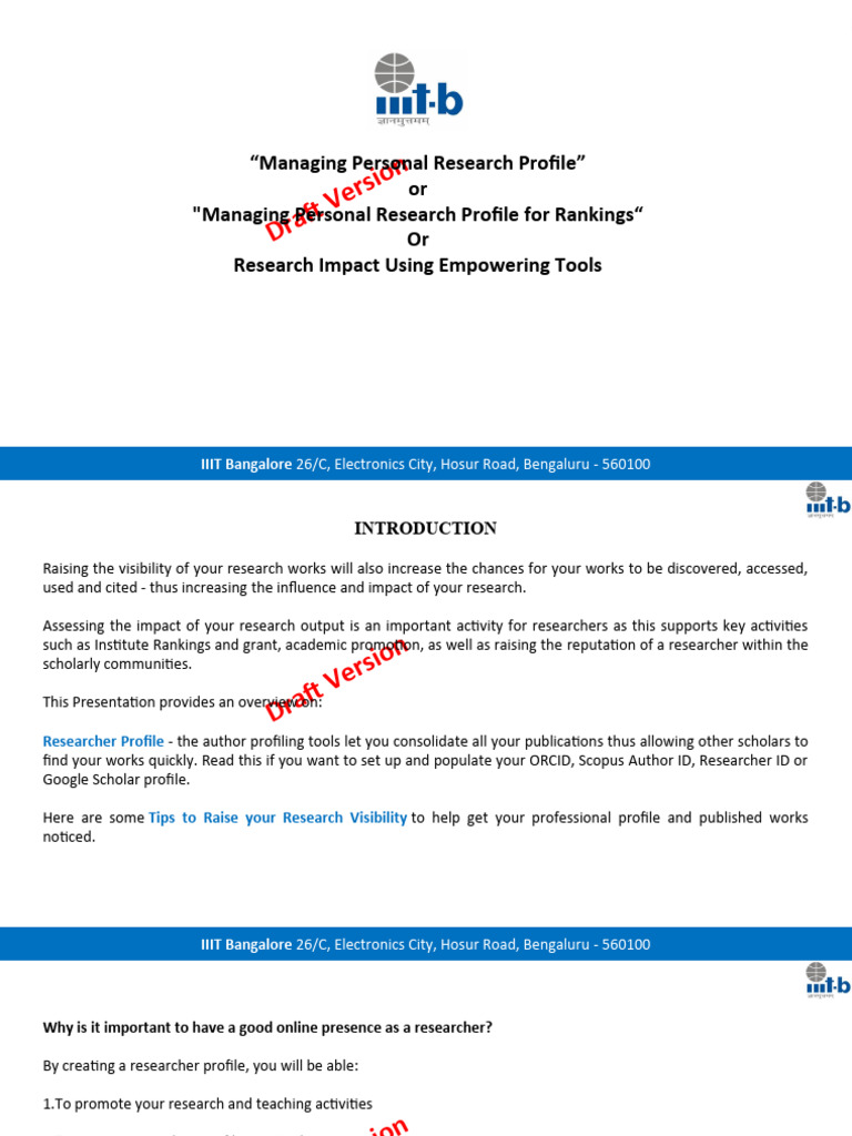 Draft Research Profile Management | PDF | Data Management | Academia Draft Research Profile Management | PDF | Data Management | Academia
