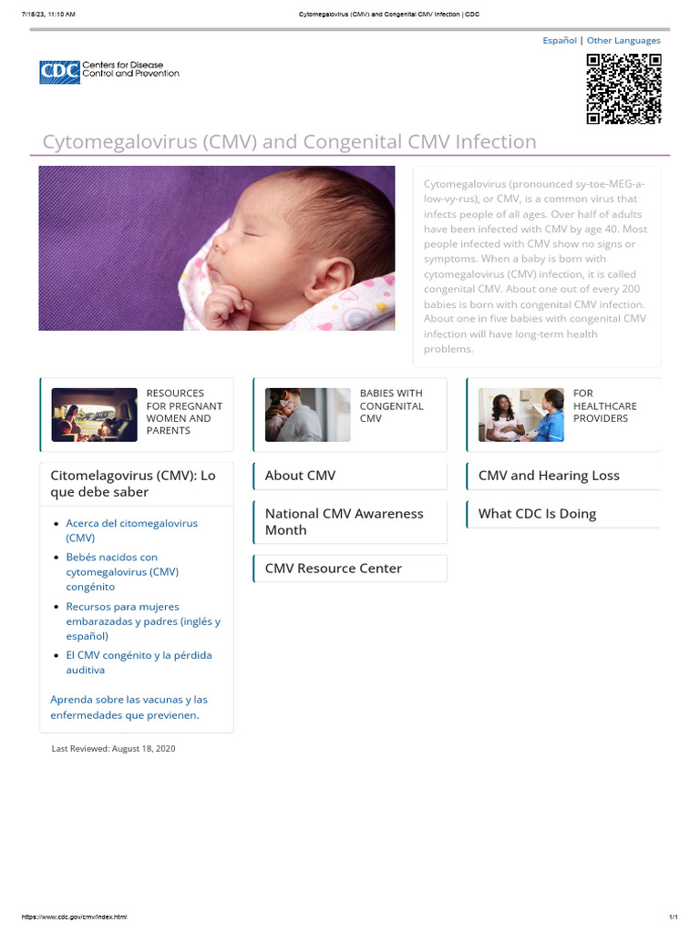 Cytomegalovirus (CMV) and Congenital CMV Infection - CDC | PDF | Microbiology | Animal Diseases