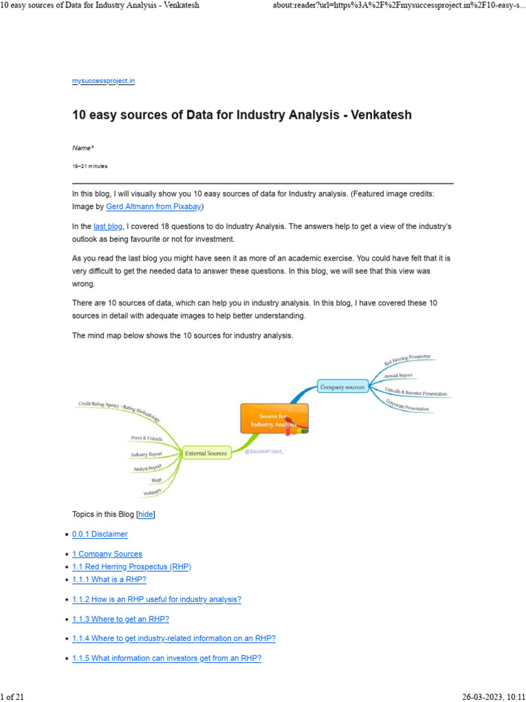 10 Easy Sources of Data For Industry Analysis - Venkatesh | PDF ...