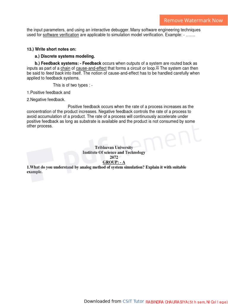 Simulation and Modelling Old Question Solution 2072 | PDF | Teaching Methods & Materials