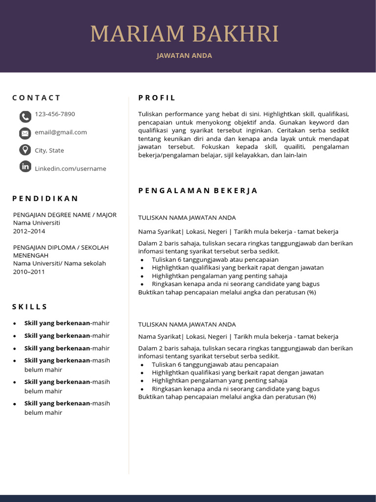 Maukerja Academy Resume Template (BM) - 2 | PDF