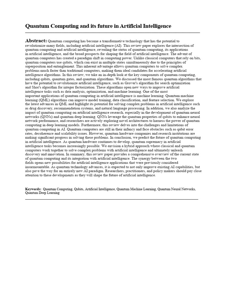 Quantum Computing | PDF | Quantum Computing | Artificial Intelligence