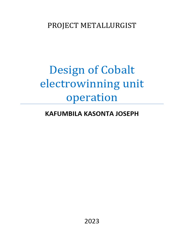 Design of Cobalt Electrowinning Unit Operation | PDF | Electrochemistry ...